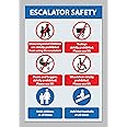 Escalator safety multicoloured sign, portrait - Self adhesive sticker ...