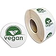 25mm Round White Vegan Green Stickers Food Labels allergen Labelling ...