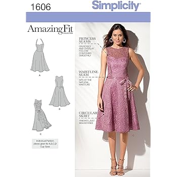 Simplicity Schnittmuster 7599 BB Damen Kleid,Habiller in 3 Variationen ...