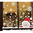 FINGOOO 74 Pieces Peeping Santa and Rudolph- Christmas Window Stickers ...