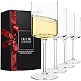 ELIXIR GLASSWARE Crystal Square Wine Glasses - Set of 4-14 oz Stemware ...