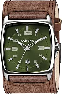 Kahuna Men's Quartz Watch with Green Dial Analogue Display and Brown ...