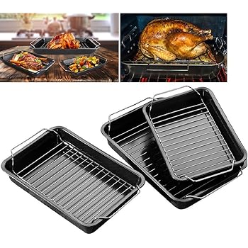 Premier Housewares Roasting Trays with Rack - Set of 3: Amazon.co.uk ...