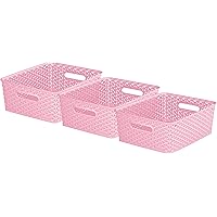 Curver My Style x3 Medium Rectangular Storage Basket 13L - Pink ...