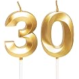 Gold 30th Birthday Candles Number 30 Candles for Birthday Cake, 30th ...