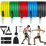 FEGSY 5 in 1 Exercise Resistance Toning Tube Set with Door Anchor, Foam ...