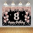 8th Birthday Decorations for Girl, Happy 8 Years Old Fabric Sign Poster ...