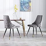 Wahson Set di 2 Sedie da Pranzo Moderne in Velluto Sedie da Cucina con Gambe in Metallo Dorato ...