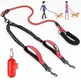SlowTon Double Dog Lead for Walking 2 dogs No Tangle - Reflective ...
