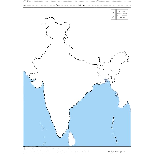 India Map A4 Size Download For Practice