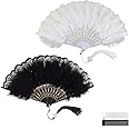 2 Pièces Eventail Mariage Plume, HASLED Éventail Pliable Mesdames ...