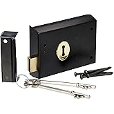 XFORT® Traditional 4” x 3” Rim Press Lock, Surface Mounted Black Rim ...