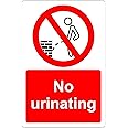 No urinating in this area Safety sign - 1.2mm Rigid plastic 200mm x ...
