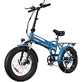 Touroll S1 Bici Elettrica Pieghevole,20"×4.0" Fat Tire 7 Velocità Bicicletta Elettrica da 48V 15 ...