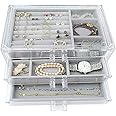 Snazzy Acrylic Jewelry Box 3 Drawers, Velvet Jewelry Organizer, Earring ...