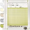 Sonello Pleated Blinds Klemmfix No Drilling 50 cm x 120 cm Olive Green Pleated Blind for Door ...