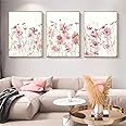 Amazon.de: Sarah Duke 3er Poster Set Wohnzimmer, Rosa Blumen Wandbilder Kunstposter, Ohne Rahmen ...