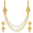 Sukkhi Stylish Jalebi 4 String Gold Plated Necklace Set For Women ...