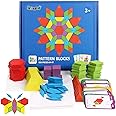 Kidology Wooden Pattern Blocks Set 155 PCS Geometric Color Shape Manipulative Puzzle Game for ...