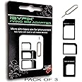 3X Pack SIM Card Adapter - Nano Micro Standard Converter Kit 4 in 1 ...