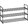 SONGMICS 3-Tier Shoe Rack, Shoe Storage Organiser, Metal Storage Rack ...