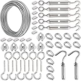 TooTaci Garden Wire 30M/2mm Stainless Steel Wire Rope Kit,M5 Turnbuckle Wire Tensioner Kit,Fence ...