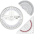 JEYORZY 3pièces Cercle Rapporteur, Triangle de Géométrie Transparent ...