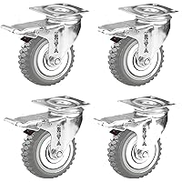 Moogiitools 4" Swivel Rubber Caster Wheels With Safety Dual Locking ...