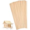 Jinlaili Lot de 150 Bâtonnets Bois 30cm x 3mm, Baton Bois Rond Naturel ...