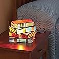 Elprico Stained Glass Book Lamp,Vintage Style Soft Lighting Stacked ...