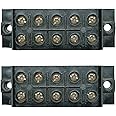 Control Panel 30A 5 Way Bakelite Connector Strip Double Row Barrier Black Terminal(Pack Of 2 ...