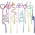 12 Pcs Plastic Straws, Silly Straws, Colorful Curly Straw for Kids ...