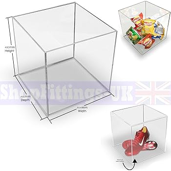 5 sided Clear Acrylic Perspex Box Cube Display Case with Acrylic Base ...