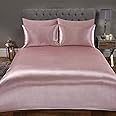 Sienna Luxury Full Silky Satin Duvet Cover with Pillowcases Shiny ...