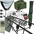 NGT Complete Carp Fishing Set Up 2 Rods Reels With Carryall Rod Holdall ...