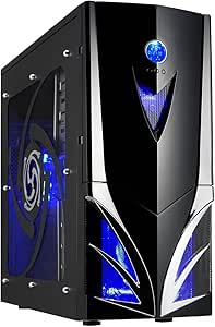 CiT Mars Midi Tower Gaming Case with 2 x Blue LED Fans & LED Display ...