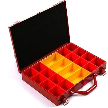 Metal Storage Screw Organiser Tool Box Compartment System Black Case ...