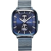 Titan Classique Slim Square Quartz Analog with Date Blue Dial Stainless ...