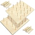 Kigley 6 Pcs Wood Pegboard Drawer Organizer with 48 Pegs - Peg Drawer ...