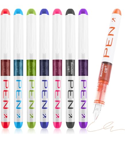Set Penne Stilografiche Blu Set 6 - Inchiostro Cancellabile, Pennino ...