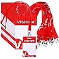 30 Pack Red Visitor Badge Lanyards Volunteer Lanyards Badge Holder with ...