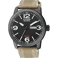 Citizen Herren Analog Quarz Uhr mit Nylon Armband AW5000-24E, Schwarz ...