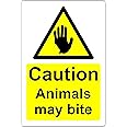 Caution animals may bite Safety sign - 1mm Plastic sign (300mm x 200mm ...
