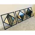 Deenz Set Of 3 Square Diamond Shape Frame Black Wall Art Mirror Modern ...
