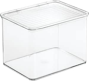 InterDesign 67230 Cabinet/Kitchen Binz Stackable Storage Container, Plastic Storage Boxes, Clear ...