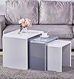 GOLDFAN Nest of 3 Coffee Tables Modern White Gloss Nesting Tables Multi-functional Small Wood ...