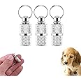 3 Pcs Personalised Stainless Pet ID Tags Barrel,Stainless Silver Anti ...