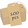 Uniclife 100 Pc Kraft Hanging Paper Tags - 12cm Writable Inventory Tags ...