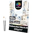 OfficeTree 40 x Watercolour Paper Pad A3-300gsm Watercolour Paper A3 ...