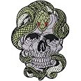 Snake and Skull Patch Embroidered Badge Iron On Sew On Emblem : Amazon ...